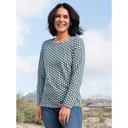 Casual Looks Damen Print-Shirt "Druck-Shirt"dunkelblau, eucalyptus, bedruckt, Gr. 42, gemustert, mehrfarbig, 100% Baumwolle, Shirts