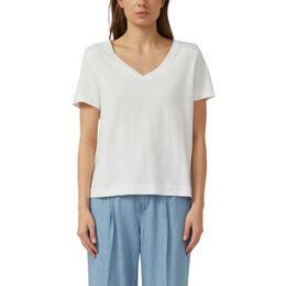 s.Oliver Damen T-Shirtwei&szlig;, Gr. 34, Jersey, Obermaterial: 100% Baumwolle, Shirts, V-Ausschnitt mit Rippblende