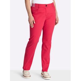 sheego Damen 5-Pocket-Hoseerdbeere, Gr. 52, unifarben, 63% Baumwolle, 35% Lyocell, 2% Elasthan, Hosen