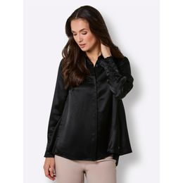 Damen Hemdbluse, schwarz, Gr. 40, CREATION L PREMIUM, unifarben, 60% Viskose, 40% Seide, Blusen
