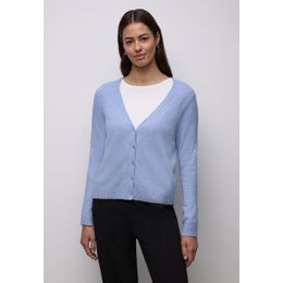 Street One Damen Cardiganfrosted blau meliert, Gr. 46, unifarben, Web, 37% Baumwolle, 34% Polyacryl, 26% Polyester, 3% Elasthan, Strickjacken, mit