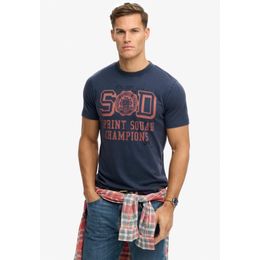 Superdry Herren Rundhalsshirt "VINTAGE PREP RELAXED TEE"navy, Gr. XXXL, bedruckt, Single Jersey, Obermaterial: 100% Baumwolle, Shirts, mit coolem