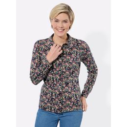 Classic Basics Damen Klassische Blusemarine, reseda, bedruckt, Gr. 50, gebl&uuml;mt, gemustert, mehrfarbig, 95% Baumwolle, 5% Elasthan, Blusen
