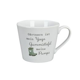 Krasilnikoff Happy Cup, G&auml;rtnern ist mein Yoga &Oslash; 10, H&ouml;he 9 cm, 400 ml