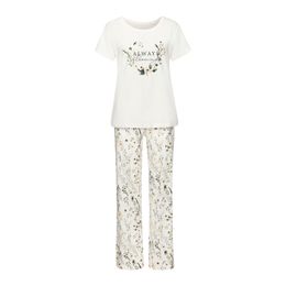 Lascana Damen Pyjama, Natur, Gr. 32/34, Pyjamas, Material: Baumwolle