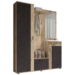 Livetastic Garderobe, Anthrazit, Eiche, Holzwerkstoff, 5-teilig, 1 Schublade(n) Schubladen, 145x184x29 cm, Garderobe, Garderoben-Set & Garderoben-Serien, Garderoben-Sets