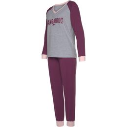 Kangaroos Damen Pyjama, Rosa, Gr. 44/46, Pyjamas, 100% Baumwolle
