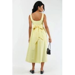 Midi-Kleid mit quadratischem Kragen und Schleifendetail