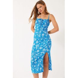 Midi-Kleid mit Schlitz und floralem Print