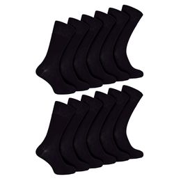 IOMI - 12 Paar Multipack Herren Diabetiker Bambus Socken | Extra breite nahtlose Socken mit nicht elastischen sanften Grip Top - Schwarz