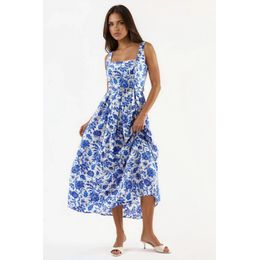 Floral Midi-Kleid mit quadratischem Kragen