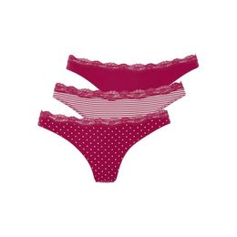 Lascana String mehrfarbig Gr. 32/34 f&uuml;r Damen. Mit Spitze. K&ouml;rpernah. Nachhaltig.
