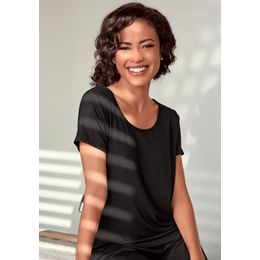 Lascana Damen Pyjamaoberteil, Schwarz, Gr. 32/34, Pyjamas, Material: Viskose