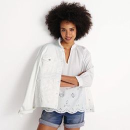 LANDS' END Bluse mit Lochmuster und geschlitztem Ausschnitt f&uuml;r Damen, Damen, size: regular, Wei&szlig;, Baumwolle, by Lands' End