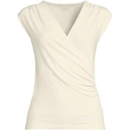 LANDS' END Leichtes Wickeltop aus Baumwolle/Modal-Mix f&uuml;r Damen, Damen, size: regular, Elfenbein, Elasthan/Baumwoll-Mischung/Baumwolle Modal, by Lands' End