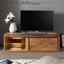 TV-Board Wildeiche / Zerreiche 150x48x50 natur ge&ouml;lt NEW AMSTERDAM #01