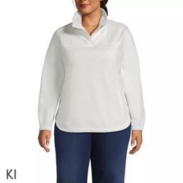 LANDS' END Luxe Fleece-Pullover f&uuml;r Damen in Plus-Gr&ouml;&szlig;e, Damen, size: plus, Grau, Polyester, by Lands' End