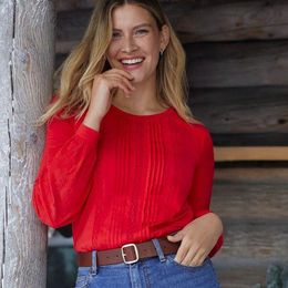 LANDS' END Biesenshirt aus Baumwoll/Modalmix f&uuml;r Damen in Petite-Gr&ouml;&szlig;e, Damen, size: petite, Rot, Baumwoll-Mischung/Viskose-Mischung, by Lands' End