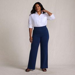 LANDS' END Serious Sweats Straight Fit Thermohose f&uuml;r Damen in Plus-Gr&ouml;&szlig;e, Damen, size: plus, Blau, Baumwoll-Mischung/Polyester-Mischung, by Lands' End