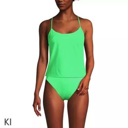 LANDS' END Komfort-Tankinitop mit gekreuzten Tr&auml;gern f&uuml;r Damen, Damen, size: regular, Gr&uuml;n, by Lands' End