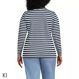 LANDS' END Supima-Poloshirt mit langen &Auml;rmeln f&uuml;r Damen in Plus-Gr&ouml;&szlig;e, Damen, size: plus, Blau, Baumwolle, by Lands' End