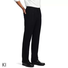 LANDS' END CLASSIC COMFORT. B&uuml;gelleichte Chino mit Bundfalten f&uuml;r Herren, Herren, size: regular, Schwarz, Baumwolle, by Lands' End
