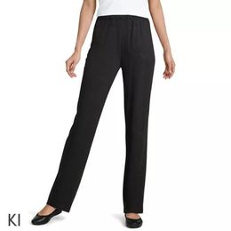 LANDS' END Straight Fit Freizeithose SPORT KNIT f&uuml;r Damen in Petite-Gr&ouml;&szlig;e, Damen, size: petite, Schwarz, Baumwolle, by Lands' End