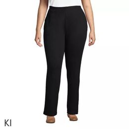 LANDS' END Straight Fit Freizeithose SPORT KNIT f&uuml;r Damen in Plus-Gr&ouml;&szlig;e, Damen, size: plus, Schwarz, Baumwolle, by Lands' End