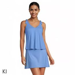 LANDS' END Tankini-Top mit geknoteten Tr&auml;gern und Flattersaum f&uuml;r Damen mit D-Cups, Damen, size: regular, Blau, Elasthan/Nylon-Mischung, by Lands' End