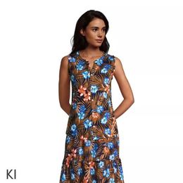 LANDS' END &Auml;rmellose Crinkle-Bluse f&uuml;r Damen in Petite-Gr&ouml;&szlig;e, Damen, size: petite, Blau, Baumwoll-Mischung, by Lands' End
