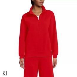 LANDS' END Serious Sweats Pullover mit Rei&szlig;verschluss f&uuml;r Damen, Damen, size: regular, Rot, Baumwoll-Mischung/Polyester-Mischung, by Lands' End