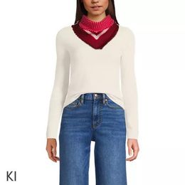 LANDS' END Gemusterter Karreeschal aus Wolle f&uuml;r Damen, Damen, size: regular, Rot, Wolle, by Lands' End