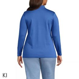 LANDS' END Supima-Poloshirt mit langen &Auml;rmeln f&uuml;r Damen in Plus-Gr&ouml;&szlig;e, Damen, size: plus, Blau, Baumwolle, by Lands' End