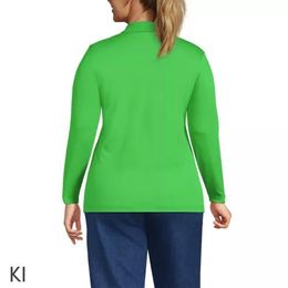LANDS' END Supima-Poloshirt mit langen &Auml;rmeln f&uuml;r Damen in Plus-Gr&ouml;&szlig;e, Damen, size: plus, Gr&uuml;n, Baumwolle, by Lands' End