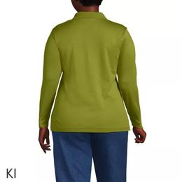 LANDS' END Supima-Poloshirt mit langen &Auml;rmeln f&uuml;r Damen in Plus-Gr&ouml;&szlig;e, Damen, size: plus, Gr&uuml;n, Baumwolle, by Lands' End