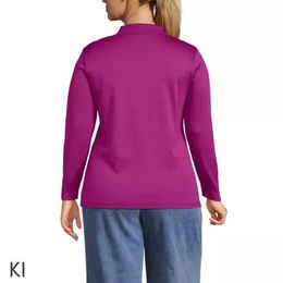 LANDS' END Supima-Poloshirt mit langen &Auml;rmeln f&uuml;r Damen in Plus-Gr&ouml;&szlig;e, Damen, size: plus, Pink, Baumwolle, by Lands' End