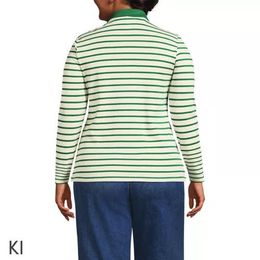 LANDS' END Supima-Poloshirt mit langen &Auml;rmeln f&uuml;r Damen in Plus-Gr&ouml;&szlig;e, Damen, size: plus, Gr&uuml;n, Baumwolle, by Lands' End