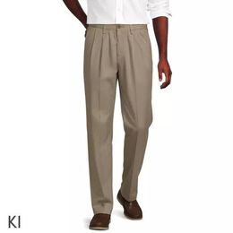 LANDS' END CLASSIC COMFORT. B&uuml;gelleichte Chino mit Bundfalten f&uuml;r Herren, Herren, size: regular, Beige, Baumwolle, by Lands' End