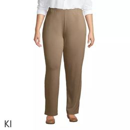 LANDS' END Straight Fit Freizeithose SPORT KNIT f&uuml;r Damen in Plus-Gr&ouml;&szlig;e, Damen, size: plus, Beige, Baumwolle, by Lands' End