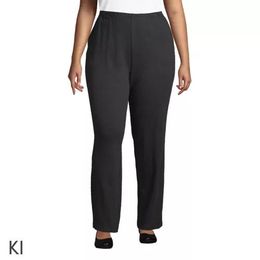 LANDS' END Straight Fit Freizeithose SPORT KNIT f&uuml;r Damen in Plus-Gr&ouml;&szlig;e, Damen, size: plus, Schwarz, Baumwolle, by Lands' End