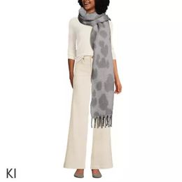 LANDS' END Schal mit Leoprint f&uuml;r Damen, Damen, size: regular, Grau, Polyester, by Lands' End