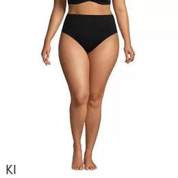 LANDS' END Bikinihose mit hohem Beinausschnitt f&uuml;r Damen in Plus-Gr&ouml;&szlig;e, Damen, size: plus, Schwarz, Elasthan/Nylon-Mischung, by Lands' End