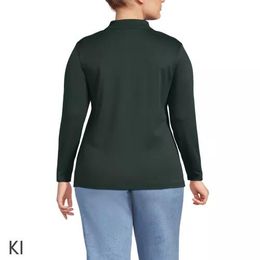 LANDS' END Supima-Poloshirt mit langen &Auml;rmeln f&uuml;r Damen in Plus-Gr&ouml;&szlig;e, Damen, size: plus, Gr&uuml;n, Baumwolle, by Lands' End