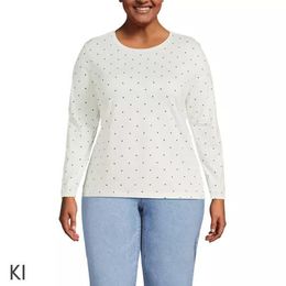 LANDS' END Supima-Shirt, Langarm in Plus-Gr&ouml;&szlig;e, Damen, size: plus, Elfenbein, Baumwolle, by Lands' End
