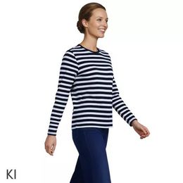 LANDS' END Supima-Shirt, Langarm, Damen, size: regular, Blau, Baumwolle, by Lands' End