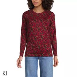 LANDS' END Supima-Shirt, Langarm, Damen, size: regular, Rot, Baumwolle, by Lands' End