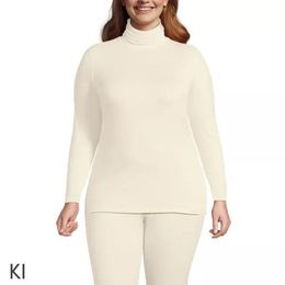 LANDS' END Stretch-THERMASKIN-Oberteil mit Rollkragen f&uuml;r Damen in Plus-Gr&ouml;&szlig;e, Damen, size: plus, Schwarz, Elasthan/Polyester-Mischung, by Lands' End