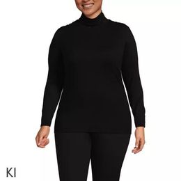 LANDS' END Stretch-THERMASKIN-Oberteil mit Rollkragen f&uuml;r Damen in Plus-Gr&ouml;&szlig;e, Damen, size: plus, Schwarz, Elasthan/Polyester-Mischung, by Lands' End