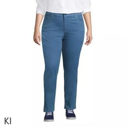 LANDS' END Straight Fit Cordhose Mid Waist f&uuml;r Damen in Plus-Gr&ouml;&szlig;e, Damen, size: plus, Blau, Baumwoll-Mischung, by Lands' End