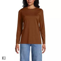 LANDS' END Supima-Shirt, Langarm, Damen, size: regular, Orange, Baumwolle, by Lands' End